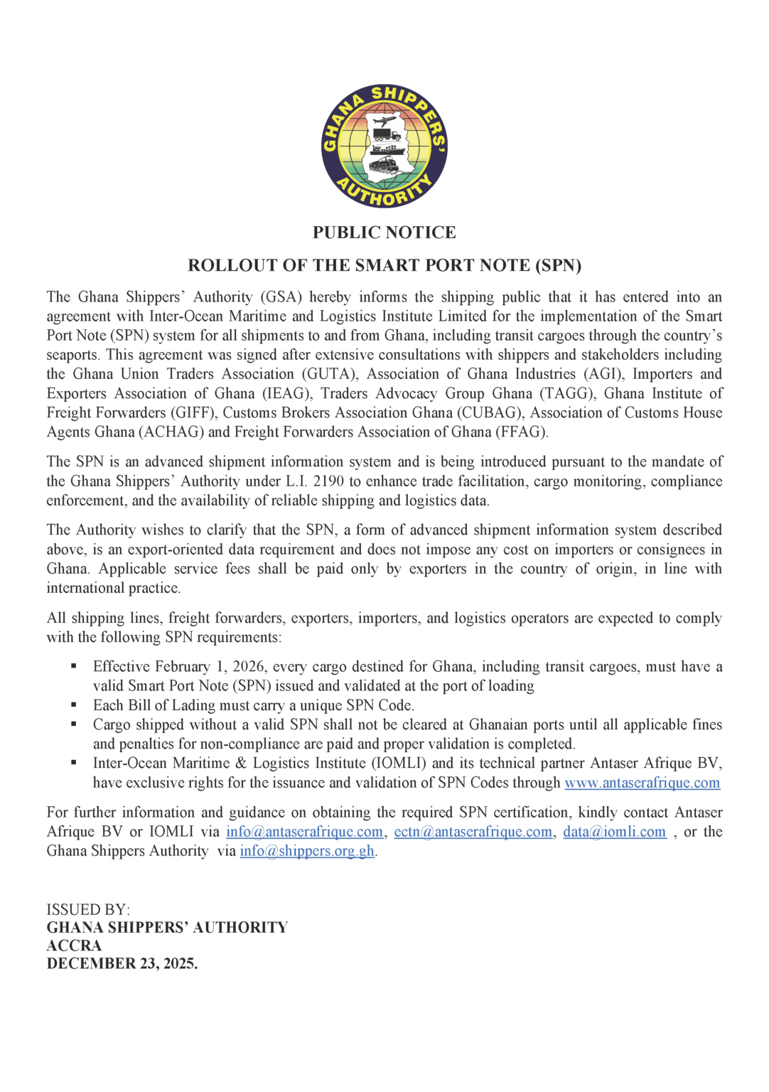 Ghana SPN Certificate - Get it Online Today - AfricaCTN